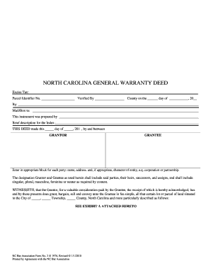 Fillable Online NORTH CAROLINA GENERAL WARRANTY DEED - FNTG Fax Email Print - pdfFiller