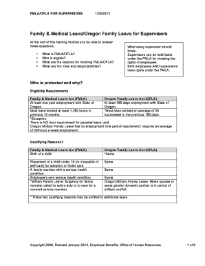 Fillable Online FMLA/OFLA FOR SUPERVISORS Fax Email Print - pdfFiller