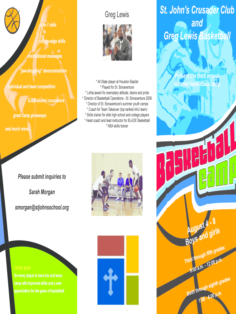 Fillable Online stjohnsschool And Greg Lewis Basketball ...