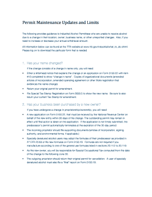 Fillable Online Application Forms Permit Maintenance Updates and Limits ...
