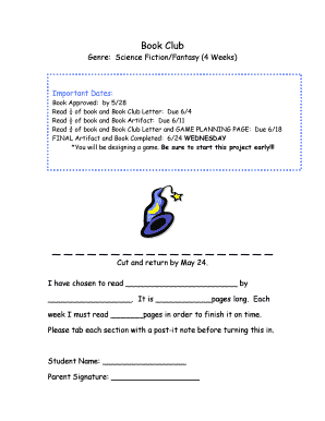 Fillable Online Book Club - SchoolNotes Fax Email Print - pdfFiller