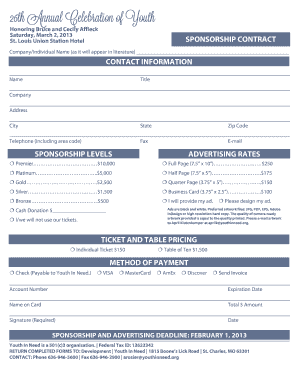Fillable Online Sponsorship and Advertising Contractdoc Fax Email Print - pdfFiller