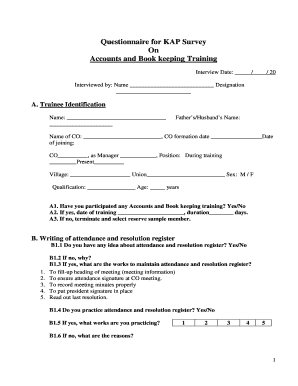 Fillable Online lged gov Questionnaire for KAP Survey On Accounts and ...