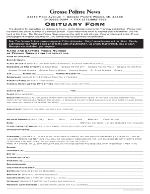 Fillable Online GPN-Obituary-Form-1013pdf Fax Email Print - pdfFiller