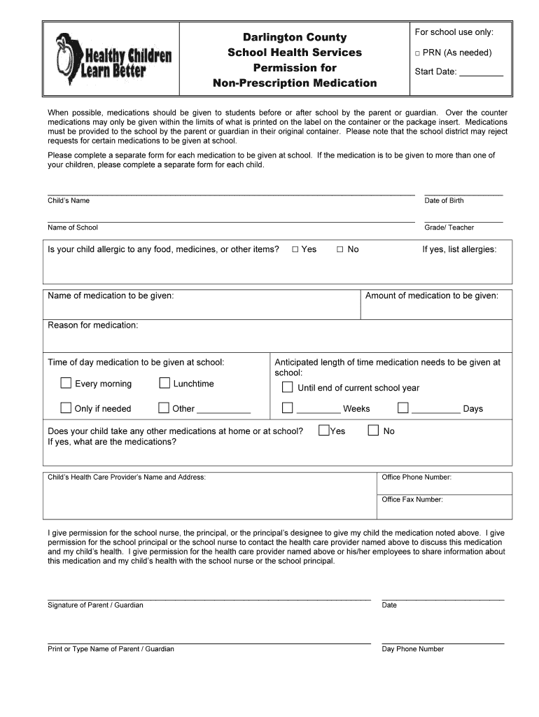 Fillable Online OTC Medication form2 Fax Email Print - pdfFiller