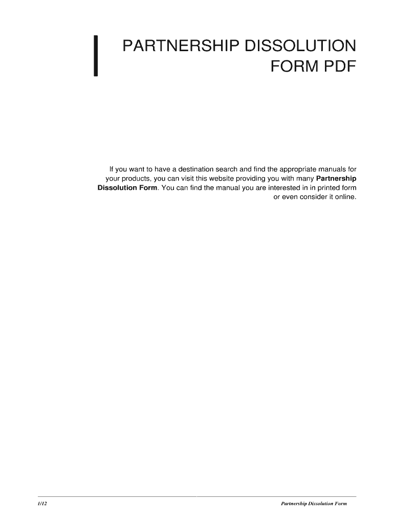 Fillable Online art4public Partnership Dissolution Form - art4publicnet ...