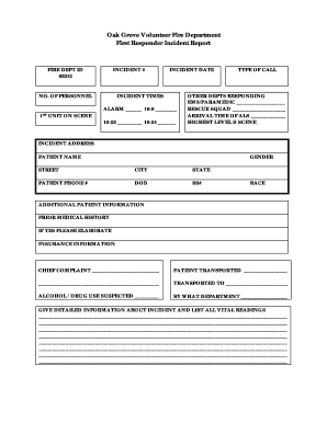 Fillable Online First Responder Incident Report - Oak Grove Volunteer ...