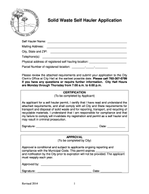 Fillable Online ci twentynine-palms ca Solid Waste Self Hauler ...