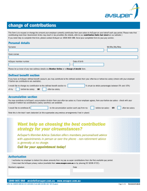 Fillable Online AvSuper change of contributions form Fax Email Print - pdfFiller