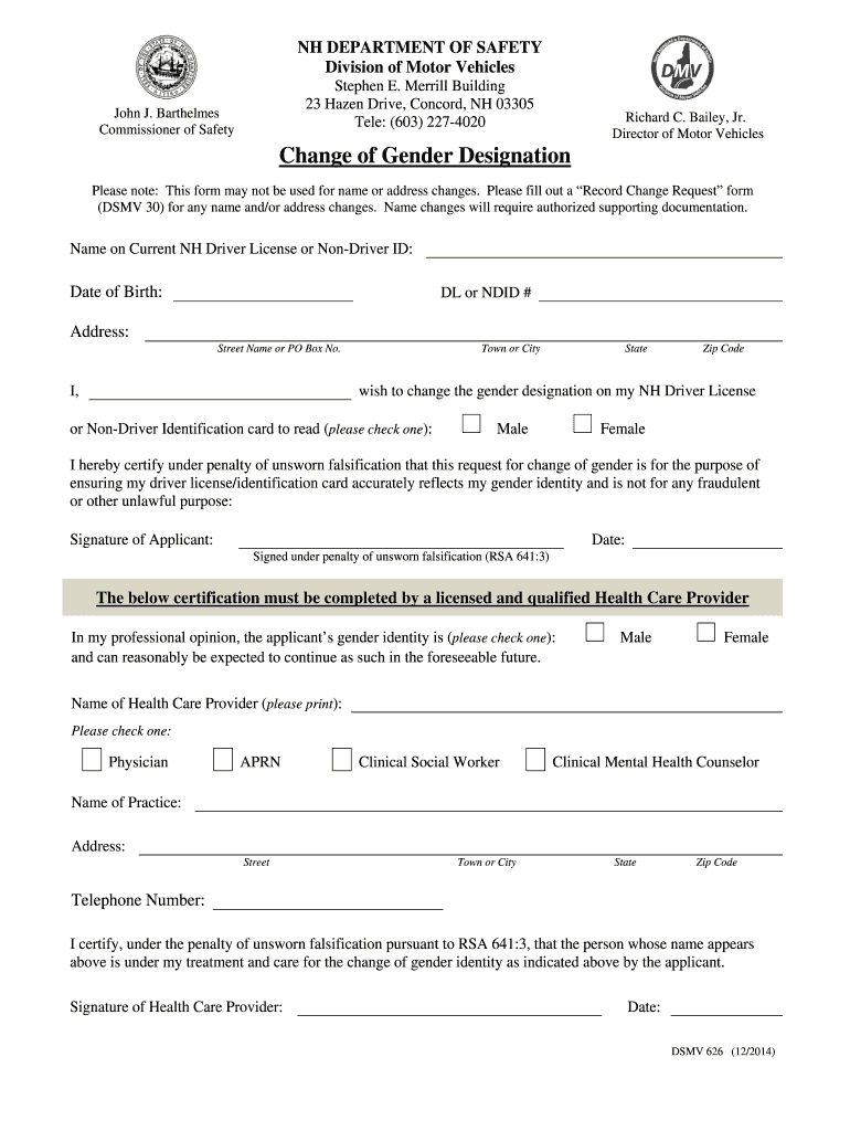 Fillable Online nh NH DEPARTMENT OF SAFETY Division of Motor Vehicles ...