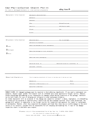 Fillable Online CarPartsOutlet Claim Form Fax Email Print - pdfFiller