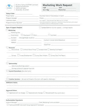 Fillable Online armymwr US Army Family and MWR Command Marketing Work ...