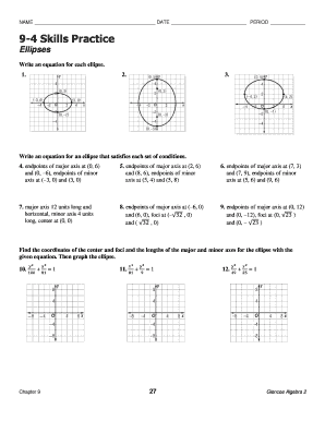 9 4 Skills Practice Ellipses - Fill Online, Printable, Fillable, Blank ...