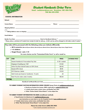 Fillable Online Student Handbook Order Form Fax Email Print - pdfFiller
