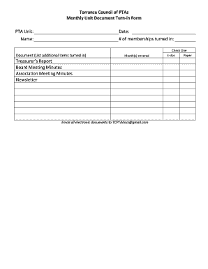 Fillable Online Torrance Council of PTAs Monthly Unit Document Turn-in ...