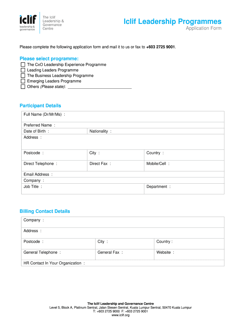 Fillable Online execed bus umich Iclif Leadership Programmes Fax Email ...