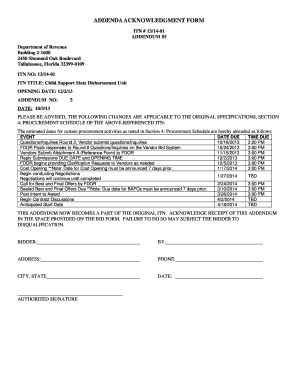 Fillable Online ADDENDA ACKNOWLEDGMENT FORM - Florida Fax Email Print ...