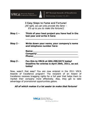 Fillable Online 3 Easy Steps to Fame and Fortune Fax Email Print ...