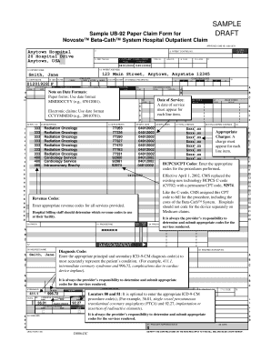 Fillable Online SAMPLE Sample UB-92 Paper Claim Form for DRAFT Novoste ...