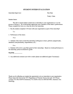 Fillable Online STUDENT INTERN EVALUATION - Ram Pages Fax Email Print ...