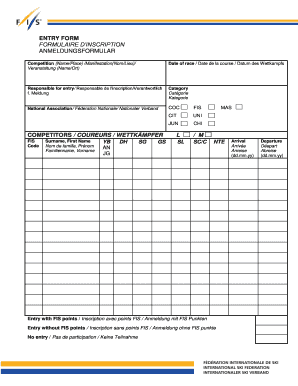 Fillable Online Zur FIS Entry Form Fax Email Print - pdfFiller