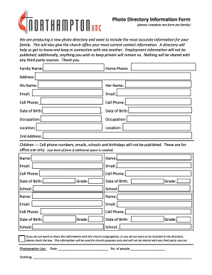 Fillable Online Photo Directory Information Form - Clover Sites Fax ...