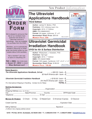 Fillable Online The Ultraviolet Applications Handbook ORDER - iuvaorg Fax Email Print - pdfFiller