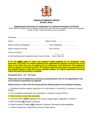Fillable Online Emergency Travel Document - bJamaicanb Embassy Brazil ...