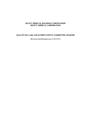 Fillable Online QUALITY OF CARE AND PATIENT SAFETY COMMITTEE CHARTER ...