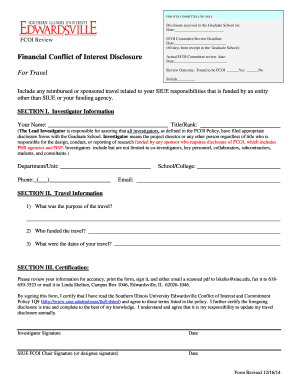 Fillable Online siue Financial Conflict of Interest Disclosure Fax ...