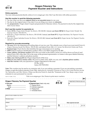 Fillable Online oregon Form 41-V Oregon Fiduciary Tax Payment Voucher ...