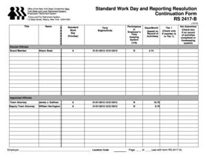 Fillable Online Standard Work Day Reporting Form 2012 B pdf Fax Email ...