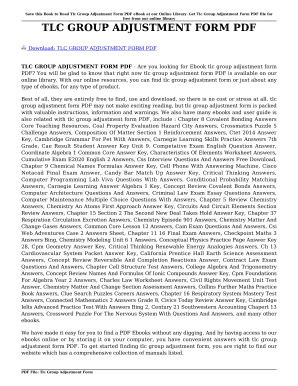 Fillable Online sdccjt TLC GROUP ADJUSTMENT FORM PDF - sdccjtxyz Fax ...