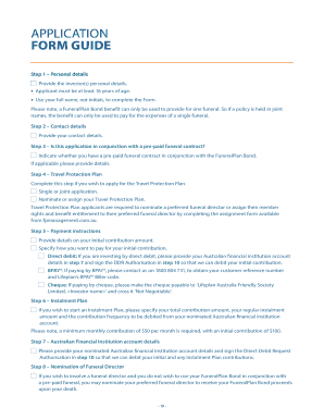 Fillable Online APPLICATION FORM GUIDE - Funeral Plan Management Fax ...