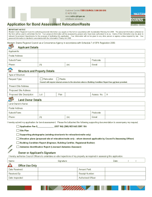 Fillable Online Application for Bond Assessment RelocationResite Fax ...