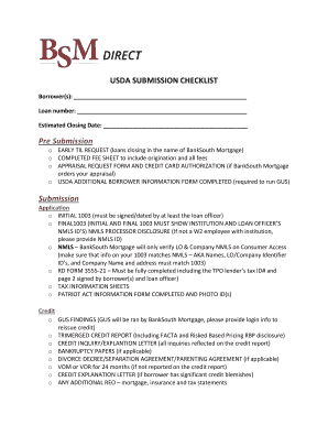 Fillable Online USDA Submission Checklist - BSM Direct Fax Email Print ...