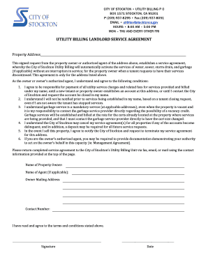 Fillable Online UTILITY BILLING LANDLORD SERVICE AGREEMENT Fax Email ...