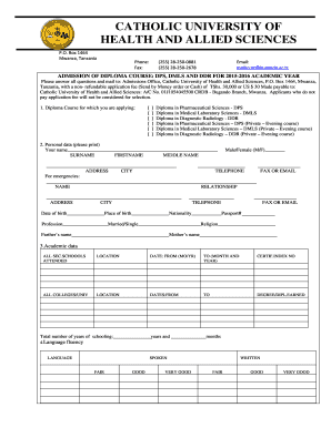 Fillable Online bugando ac CATHOLIC UNIVERSITY OF - bugando ac Fax ...