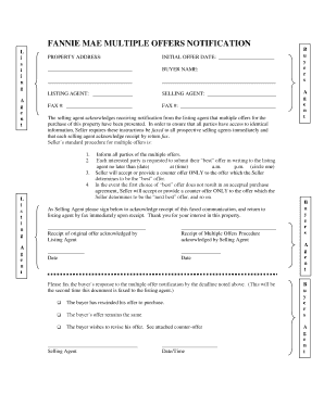 Fillable Online FANNIE MAE MULTIPLE OFFERS NOTIFICATION - Resource AZ ...