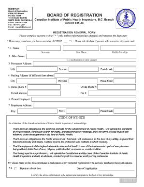Fillable Online REGISTRATION RENEWAL FORM Please complete sections with ...
