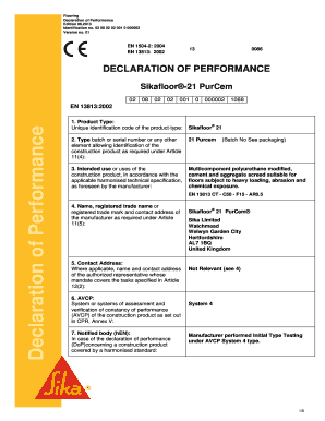 Fillable Online Declaration of Performance - czesikacom Fax Email Print ...