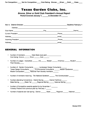Fillable Online texasgardenclubs TGC Presidents Report 2012 - Bronze ...