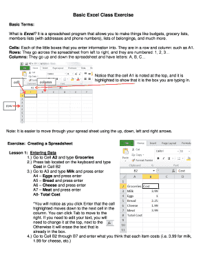 Fillable Online Basic Excel Class Exercise Fax Email Print - pdfFiller