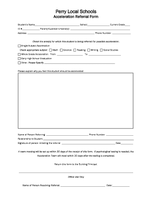 Fillable Online Perry Acceleration Referral Form - Perry Local Schools ...