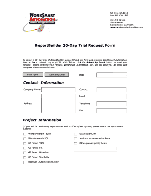 Fillable Online ReportBuilder 30-Day Trial Request Form - Worksmart Fax ...