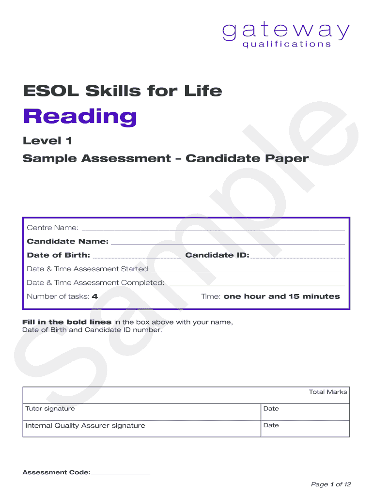 Fillable Online gatewayqualifications org Sample - Gateway Qualifications ...