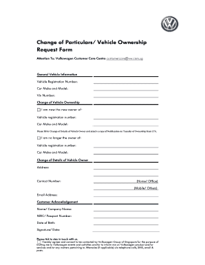 Fillable Online Change of Particulars Vehicle Ownership Request Form ...