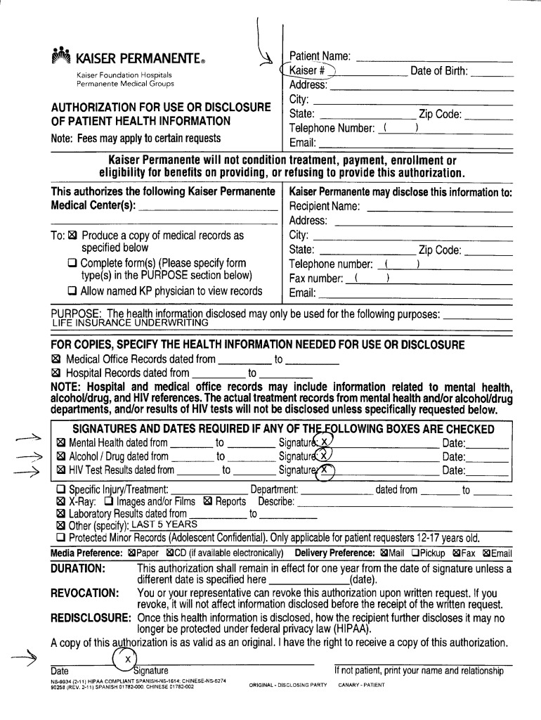 Fillable Online BKaiserb Release form - I Santos Insurance amp ...