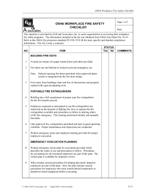 Fillable Online OSHA Workplace Fire Safety Checklist Fax Email Print ...