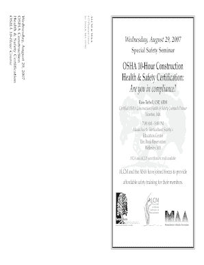 Fillable Online OSHA Seminar Invitation Fax Email Print - pdfFiller